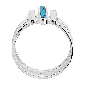Silpada 'Strait To It' Compressed Turquoise Three-Bar Ring in Sterling Silver, Size 9, Size 9