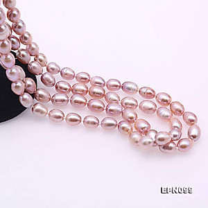 JYX Long Strand Pearl Necklace 7-8mm Oval Freshwater Pearl Sweater Necklace Opera Length 32" (Lavender) (Lavender)