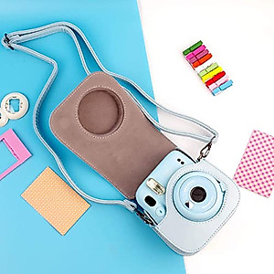 Protective & Portable Case Compatible with Fujifilm for Instax Mini 12/11 Instant Camera with Accessories Pocket and Adjustable Strap - Sky Blue