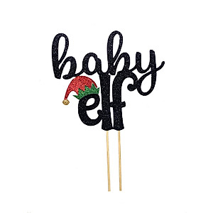 1 pc baby elf red and green glitter baby shower gender reveal christmas baby girl boy cake topper