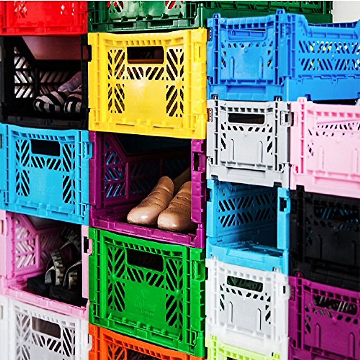 AY-KASA Collapsible Storage Bin Container Basket Tote, Folding Basket CRATE Container : Storage, Kitchen, Houseware Utility Basket Tote Crate Mini-BOX (ORANGE)