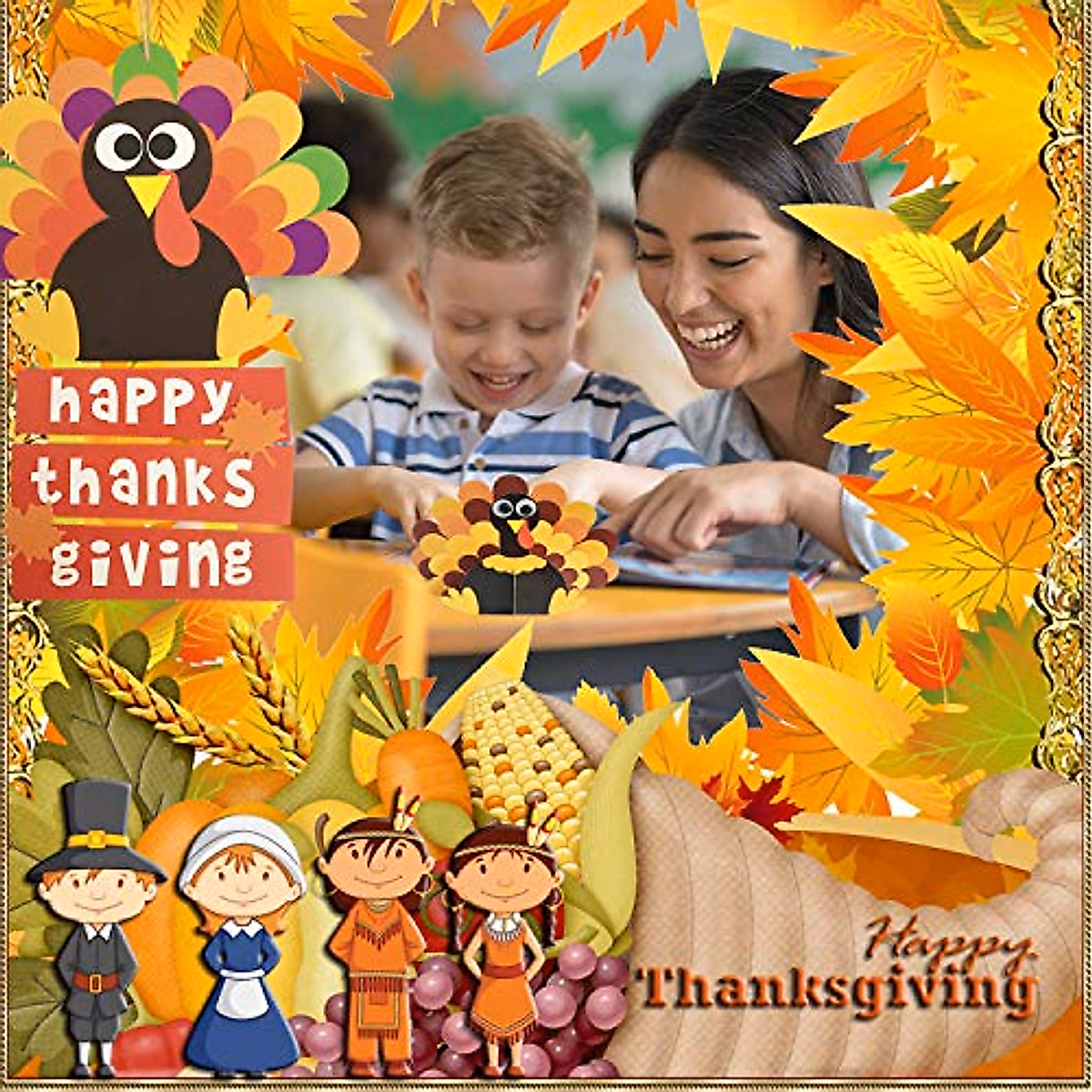 Thanksgiving Crafts for Kids - Turkey Crafts for Autumn Home Classroom Decorations - Festive Fall Thanksgiving Party Turkey Craft Kit - DIY Happy Thanksgiving Sign & 3D Turkey Decor Supplies
