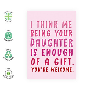 CENTRAL 23 Mom Birthday Cards from Daughter - Funny Dad Birthday Cards - 'Me Being Your Daughter - Father’s Day Card - Dad Gifts from Daughter - Comes With Fun Sticker