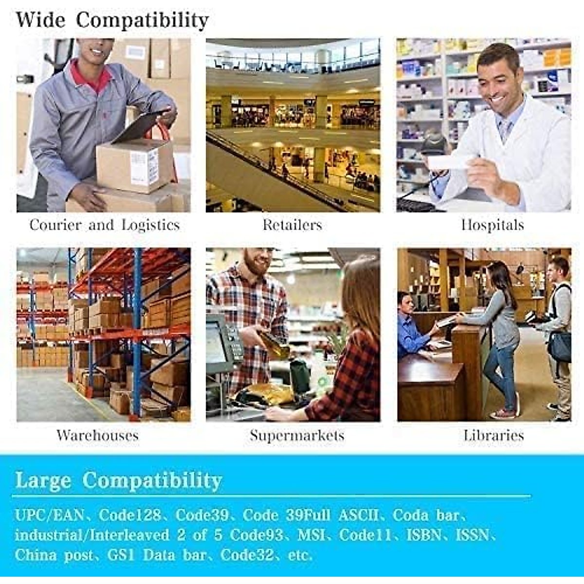 Tera Barcode Scanner Wireless 1D Laser Scanner 2-in-1 (2.4Ghz Wireless+USB 2.0 Wired) Handheld Bar Code Scanner Reader, IP54 Shockproof, for Store, Supermarket, Warehouse, Library