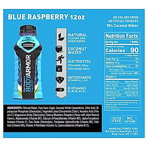 BODYARMOR Sports Drink Variety Pack, Coconut Water Hydration, Natural Flavors w Vitamins, Potassium Packed Electrolytes For Athletes, Strawberry Banana, Blue Raspberry, Orange Mango, 12 Oz - 24 pack