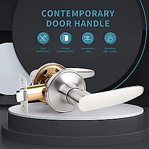 Gaurqiah Passage Door Handle, Passage Function Door Lever,Reversible Door Lever for Hallway or Closet,Satin Nickel Finish