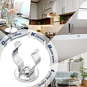 LEIFIDE Magnetic Hook Round Base Magnet Fastener with Steel Clip Chrome Plate Magnetic Tool Holder Heavy Duty Magnetic Holder for Indoor Outdoor Hanging Kitchen Home Organization (Silver, 4 Pcs)