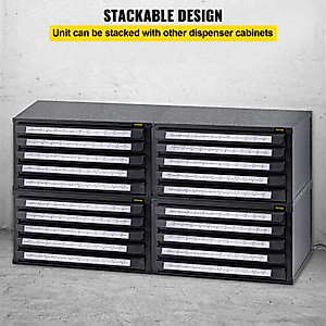 VEVOR Drill Bit Dispenser Cabinet, Five-Drawer Drill Bit Dispenser, 60-Compartment Drill Bit Organizer Cabinet, Drill Dispenser Organizer Cabinet Holder for Jobber Length Wire Gauge Sizes #1 to #60