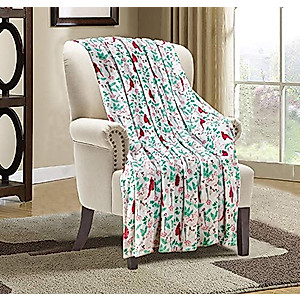 Valerian Luxury Velvet Super Soft Light Weight Blanket Prints Fleece Throw - All Year Round Home Decor, Fuzzy Warm and Cozy Throws, Couch and Gift, 50 x 60inch, Cardinal Bird