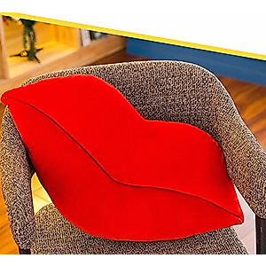 LEVINIS Hot Pink Lip Shape Throw Pillows Girls Valentine's Day Gift Soft Velvet Decorative Reversible Pillow Cushion for Bed Couch Office 23.6 x 13.6 Inch