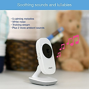 VTech VM3252-2 2.8” Digital Video Baby Monitor with 2 Cameras and Automatic Night Vision, White (Renewed)