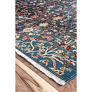nuLOOM Valentina Tribal Fringe Runner Rug, 2' 6" x 8', Blue