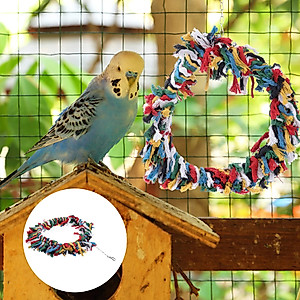 Bird Snuggle Ring-Parrot Cotton Preening Grooming Ropes Colorful Hanging Swing for African Grey Small Cockatoos Conure (Random Color)