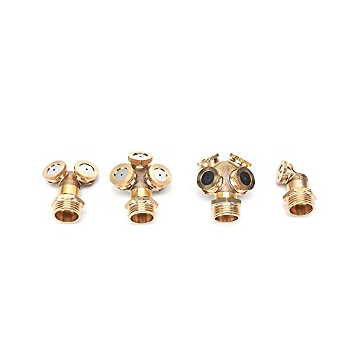 DENOME 2PC Brass Misting Nozzles High Pressure Atomizing 1/2 in BSPF 2-Holes Atomizing Spray Garden Sprinklers Agricultural Irrigation System Adapter Fitting for Greenhouse,Dust Control (2 holes)