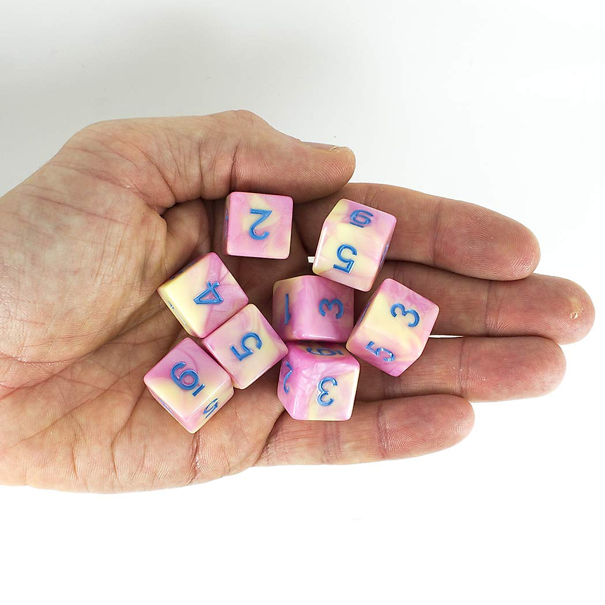 Paladin Roleplaying Pastel Pink and Yellow Dice - 8 D6 Set - 'Love Potion'