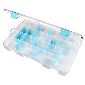 ArtBin 6857AG Large Anti-Tarnish Box with Removable Dividers, Jewelry & Craft Organizer with Anti-Tarnish Technology, [1] Plastic Storage Case, Clear with Aqua Accents