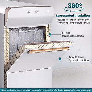 Gevi Household V2.0 Countertop Gemi Nugget Ice Maker | Self-Cleaning Pellet Ice Machine | Open and Pour Water Refill | Stainless Steel Housing | Fit Under Wall Cabinet | White