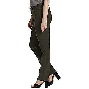 JAG Jeans Women's Petite Ruby Mid Rise Straight Leg Pants, Olive, 14 Petite