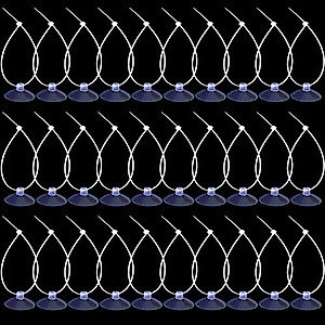 ANCIRS 30pcs 35mm Suction Cups with 50pcs Transparent Zip Ties, Rubber Anti-Collision Sucker Pad Without Hooks for Home & Kitchen Hanging Organization