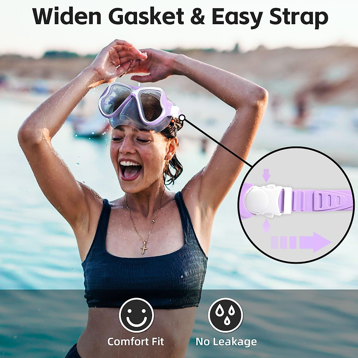 Freela Swimming Goggles Adult Swim Goggles with Nose Cover for Men Women Youth 180°Wide View Soft Silicone Skirt No Leak Open Water Pool Goggles Underwater Clear Scuba Snorkel Diving Mask for Beach