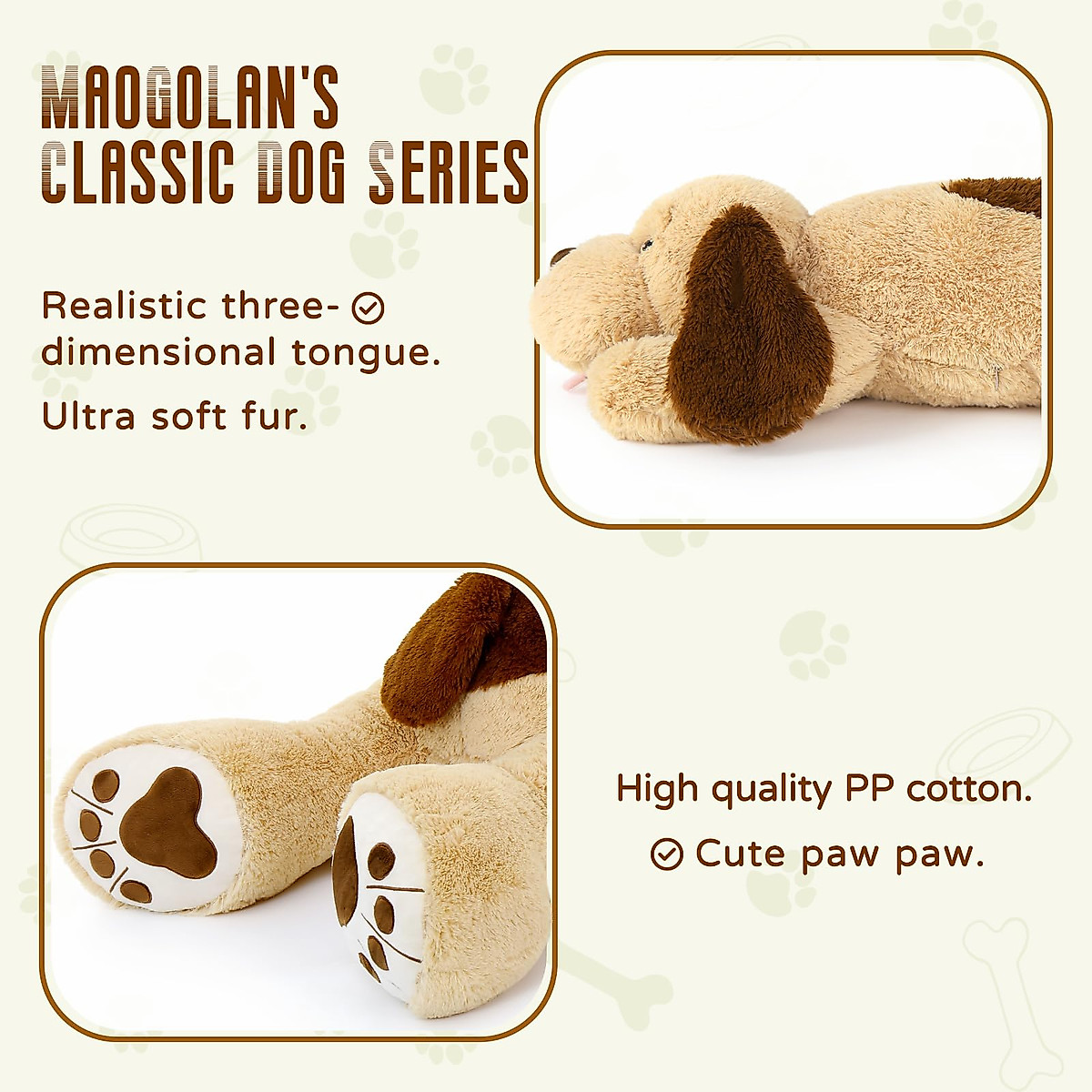 MaoGoLan Giant Dog Plush, Life Size 31" Large Stuffed Animal Dog, Fluffy and Cuddly Stuffed Puppy Stuffed Animal Throw Pillow Toy Birthday for Girls Kids