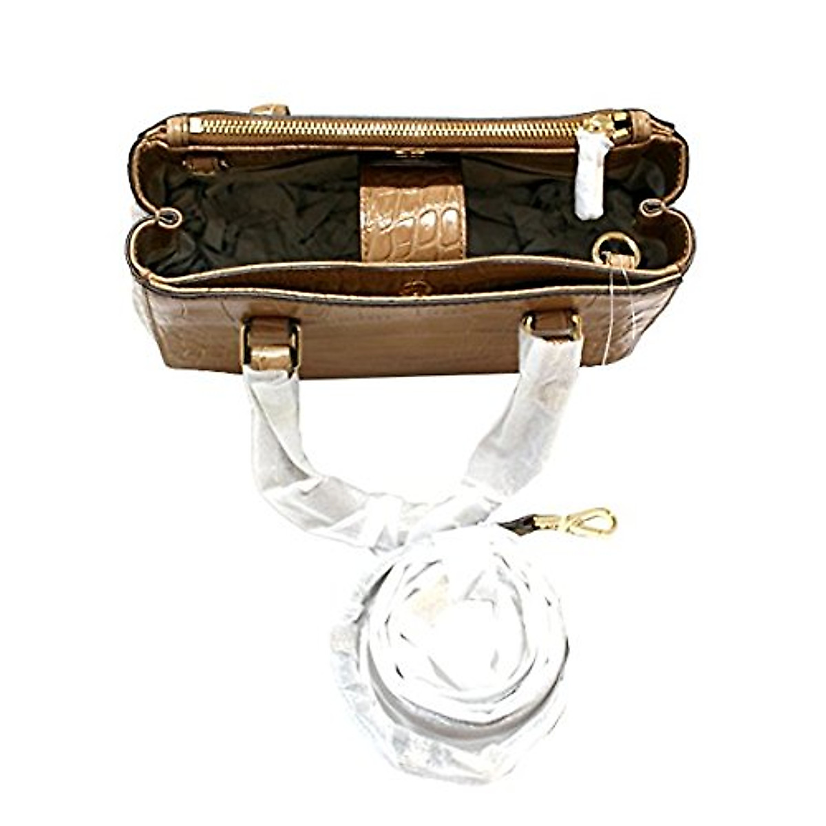 MICHAEL Michael Kors Women's KELLEN XSMALL SATCHEL Embossed Leather Shoulder Handbags (Walnut)