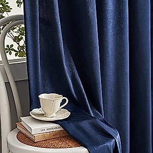 Privacy Sheer Curtains 84 inch Length 2 Panels Set, Semi Sheer Privacy Curtain Drapes, Navy Rod Pocket Velvet Opaque Privacy Curtains for Windows Living Room Bedroom Sunroom French Doors (52"W x 84"L)