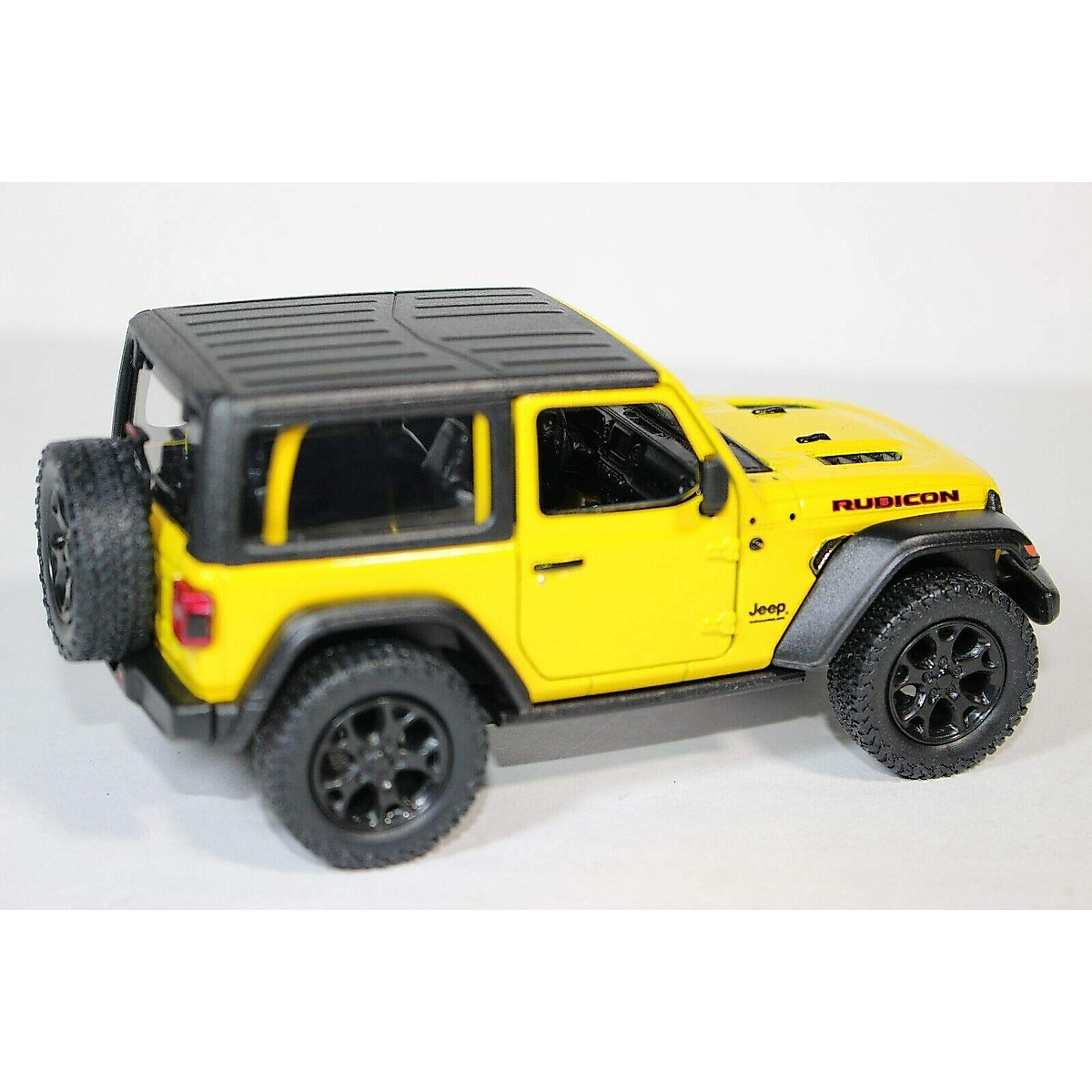 KiNSMART 2018 Jeep Wrangler Rudicon Hard Top Yellow 5" 1:34 Scale Die Cast Metal Model Toy w/ Pullback Action
