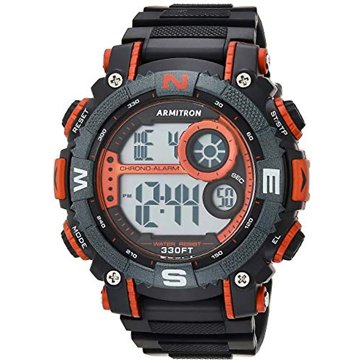Armitron Sport Men's 40/8284RED Large Metallic Red Accented Black Resin Strap Chronograph Digital Watch