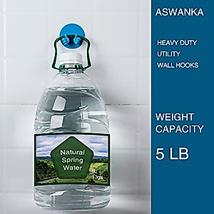 ASWANKA Utility Wall Hooks, Plug Storage Hooks, Damage Free Adhesive Wall Hooks for Hanging, Wall Hangers Without Nails for Hanging in Living Spaces, Kitchen, Bathroom, 6pcs Mixed