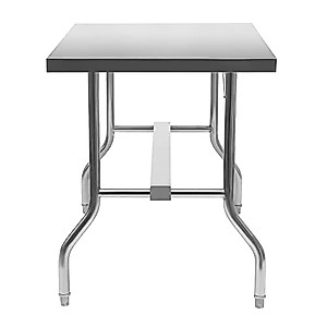 Stainless Steel Kitchen Prep Table, 48 x 24 Inches Folding Commercial Worktable Workstation, 1102 lbs Load, Heavy-Duty Kitchen Work Table w/Under Shelf, Kitchen Island for Restaurant Home Outdoor BBQ