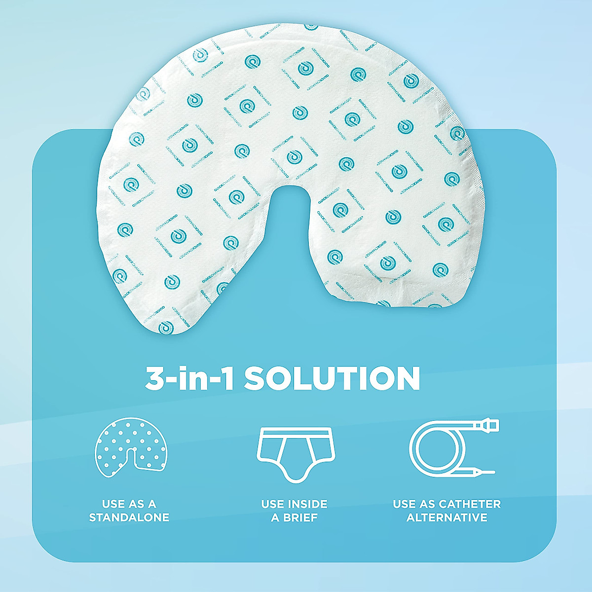 QuickChange Men's Incontinence Wrap, Maximum Absorbency Catheter Alternative for Males with Reduced Mobility | 17 Ounce Capacity, Adjustable Size, 50-Count