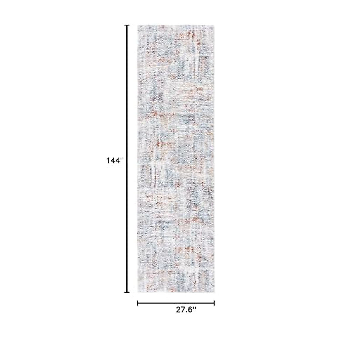 SAFAVIEH Berber Shag Collection Runner Rug - 2'3" x 12', Blue Rust & Ivory, Non-Shedding & Easy Care, 1.25-inch Thick Ideal for High Traffic Areas in Living Room, Bedroom (BER569A)