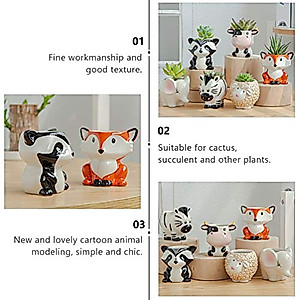 PRETYZOOM 2pcs Succulent Potted Plant Fox Plant Pot House Plant Pot Fox Flower Pot Small Planter Pots Table Top Decor Succulent Ceramic Pot Flower Vase Ceramics Indoor Flower Stand