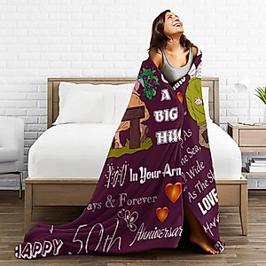 50th Anniversary Blanket Gifts, I Love You Gifts for Her Wedding Anniversary, Happy Birthday Gift for Wife from Husband Ideas, Unique Gifts for Wife Who Has Everything, W50 xL60