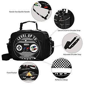 Joystick Gamepad Console Lunch Bag for Women Men Level Up To Daddy Quote Insulated Cooler Tote Bag with Adjustable Shoulder Strap Large Capacity Reusable Leakproof Picnic Lunch Box Outdoor for Adult O