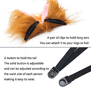 LA CARRIE Plush Tail and Ears Faux Fur Animal Fox Wolf Costume Kit for Unisex Kids Adult Party Halloween Fancy Dress Cosplay(Khaki)