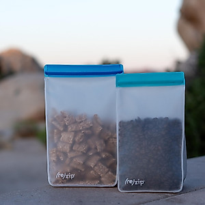 rezip 2-Piece Snack and Chips Reusable Pantry Bags | | BPA-Free, Food Grade, Leakproof, Freezer and Dishwasher Safe | (1) 6-Cup / 48-Ounce, (1) 8-Cup / 64-Ounce | Aqua & Cobalt