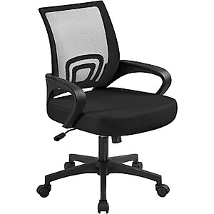 Topeakmart Executive Desk Chair Ergonomic Office Chair Swivel Mesh Back Task Computer Chair with Adjustable Height Armrest for Home Office Conference and Study Room, Black