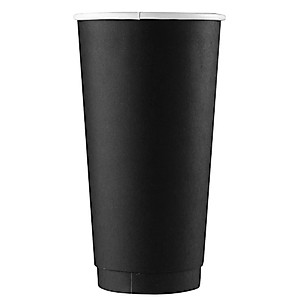 Restaurantware 20 Ounce Disposable Coffee Cups 10 Insulated Double Wall Paper Cups - Lids Sold Separately Leakproof Black Paper Hot Beverage Cups Rolled-Rim Serve Coffee Or Hot Chocolate