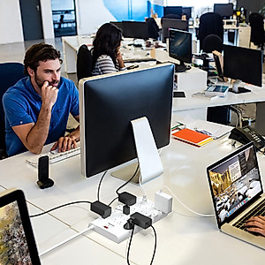 SUPERDANNY Power Strip Surge Protector, 22 AC Multiple Outlets, 1875W/15A, 2100 Joules, 6.5Ft Flat Plug Heavy Duty Extension Cord for Home, Office, Dorm, Gaming Room, White