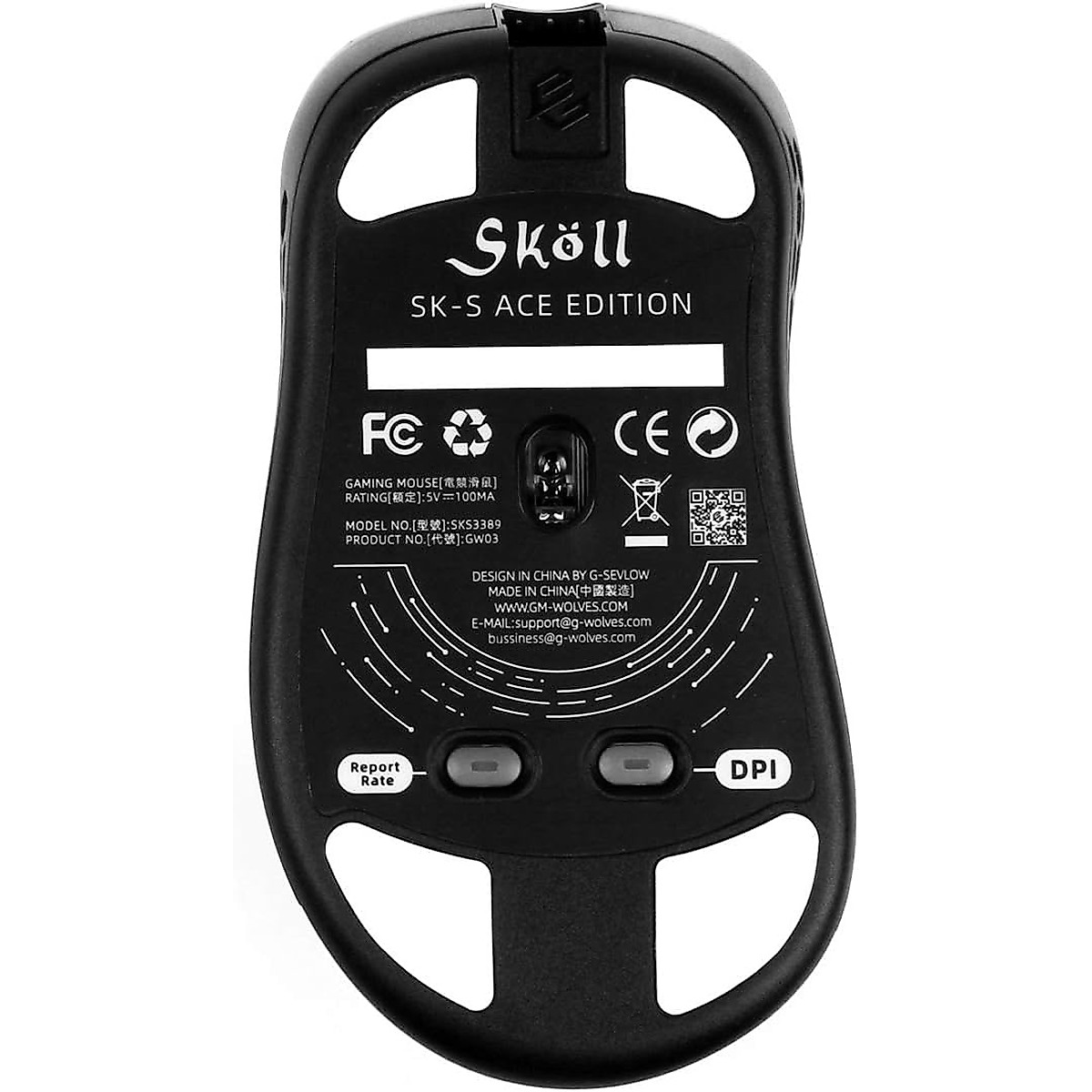 Gwolves Skoll Mini SK-S White 50g Ultralight Weight Honeycomb Design Ergonomic Wired Gaming Mouse with 3389 Sensor - PTFE Skates - 16,000DPI - Detachable Cable (White) (Small)