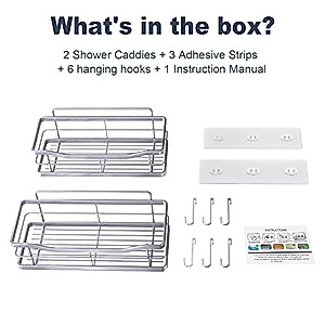 Silver Shower Caddy Rustproof Bathroom Shampoo Holder For Shower Wall Self Adhesive Shower Shelf For Inside Shower Organizer Suction