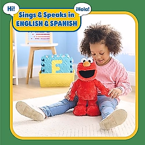 Just Play Sesame Street Elmo Slide Singing and Dancing 14-inch Plush, Officially Licensed Kids Toys for Ages 2 Up