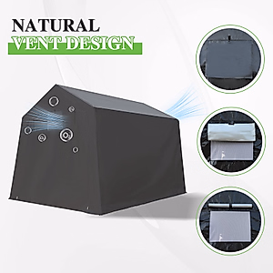 B BAIJIAWEI 10X10 ft Shed Storage Shelter All-Season Heavy Duty Portable Storage Shed Carport for Motorcycle, Bike, Garden Tools (Dark Grey)