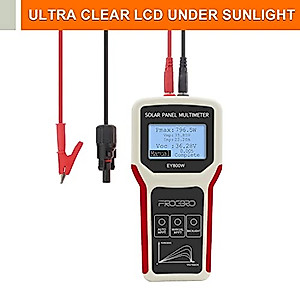 FrogBro Solar Panel Tester Photovoltaic Multimeter Upgrade EY800W with Ultra Clear LCD, Smart MPPT Open Circuit Voltage Troubleshooting Utility Tool for Solar PV Testing (LCD 800W)