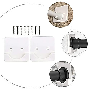 DOITOOL 6pcs Bracket Holder Heavy Duty Shower Curtain Tension Curtain Rods Circle Hooks Adhesive Curtain Rod Holder Wall- Mounted Shower Rods Holder Shower Curtain Tension Holder Fixture