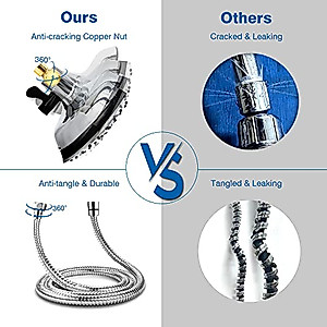 Shower Head with Handheld High Pressure: INAVAMZ Hand Held Shower Head & Rain Shower Head 2-IN-1 Shower Head with 59" Rotatable Stainless Steel Hose, Meet cUCP and CEC Certification