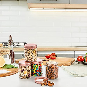 Fasmov 30 Pack 5 Ounce Clear Plastic Jars Containers with Rose Gold Lids, Round Empty Plastic Slime Storage Containers for Kitchen & Household Storage - BPA Free