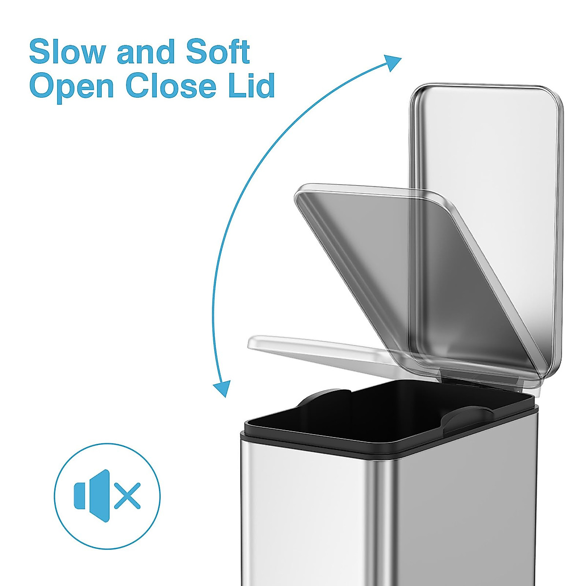 BETHEBEST Bathroom Trash Can with Lid，2.6 Gallon Stainless Steel Trash Can with Removable Wastebasket for Bedrom,Office(Silver)